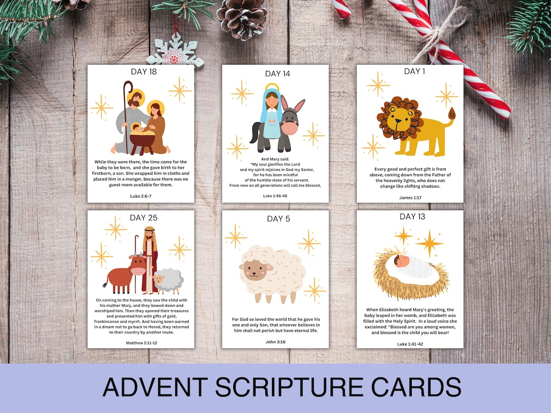 Christian Advent Scripture Cards, Advent Calendar, Nativity Advent ...