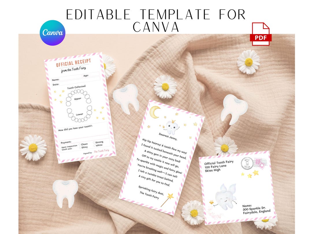 Editable Mini Tooth Fairy Letter Kit, Printable Kids Tooth Fairy ...