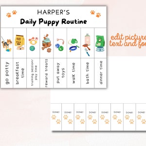 Puppy Training Flip Routine Chart Editable Printable, Morning Evening ...