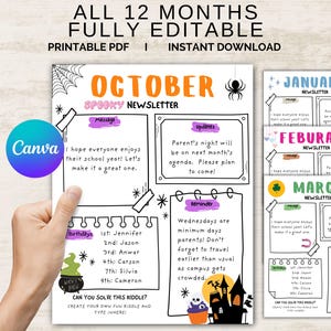 School Newsletter Template Bundle – 12 Editable Templates for Teachers ...