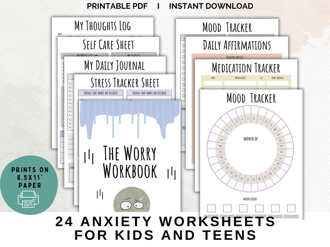 Teen Anxiety Worksheets, Coping Skills, Mental Health (PDF Printable ...