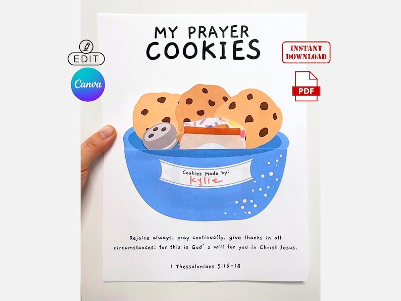 Prayer Cookie Craft Activity, Sunday School Lesson (digital Download ...