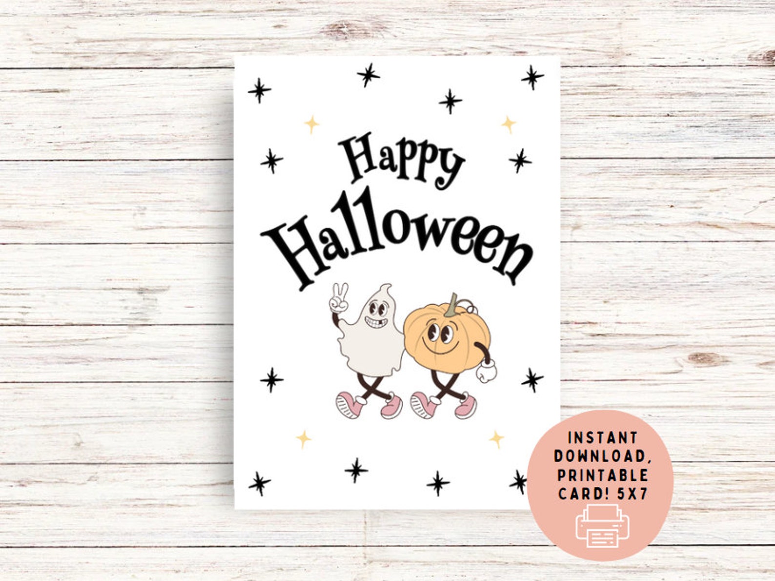 Ghost Friend Halloween Printable Card, Halloween Greeting Card, Digital ...