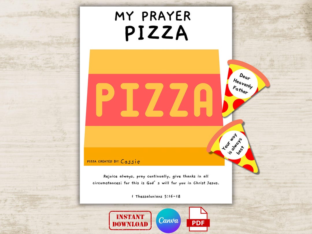 Prayer Pizza Sunday School Activity: Editable Christian Prompts ...