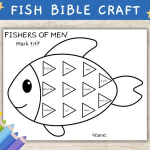 Fish Bible Craft for Kids, Bible Activity, Summer Christian Activity ...