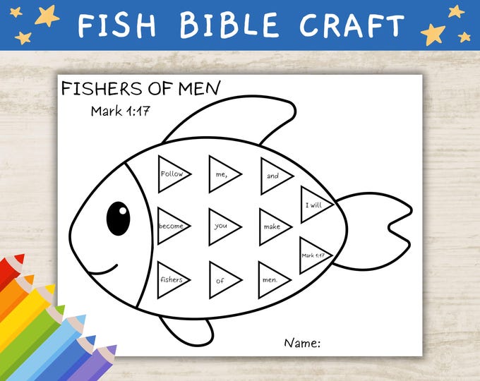 Fish Bible Craft for Kids Mark Chapter 1 Verse 17 Summer | Christian ...