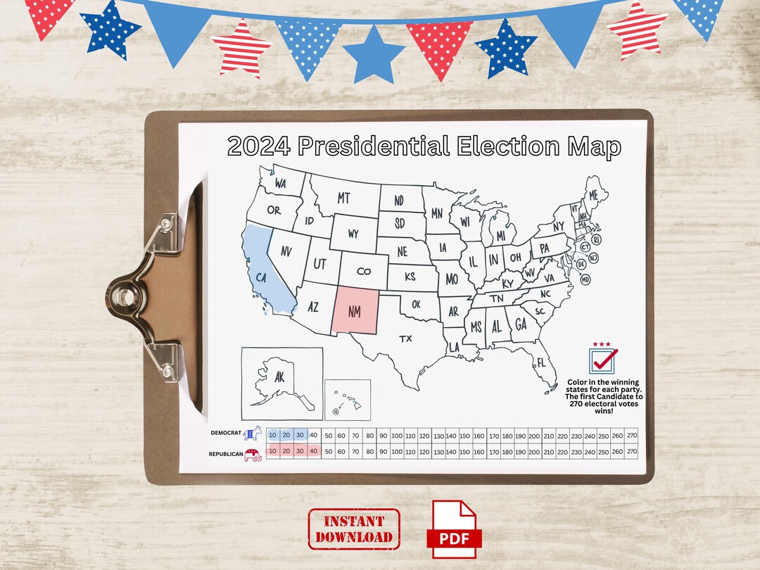 2024 Election Map, Vote Tracker Coloring Page (digital Download) - Etsy