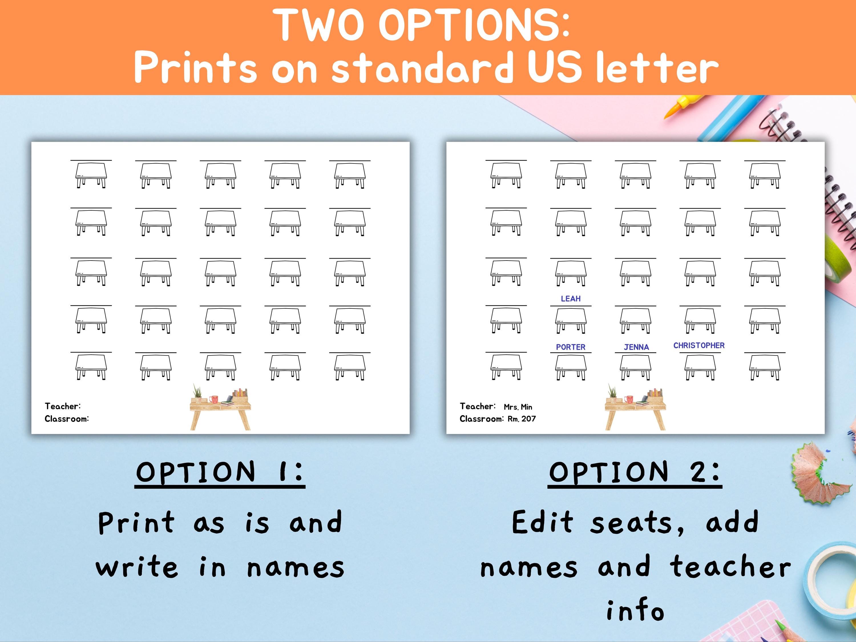 Teacher Classroom Seating Chart Template, Editable Table Planner ...