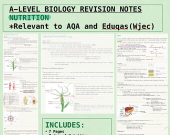 Biology Nutrition Notes - Etsy