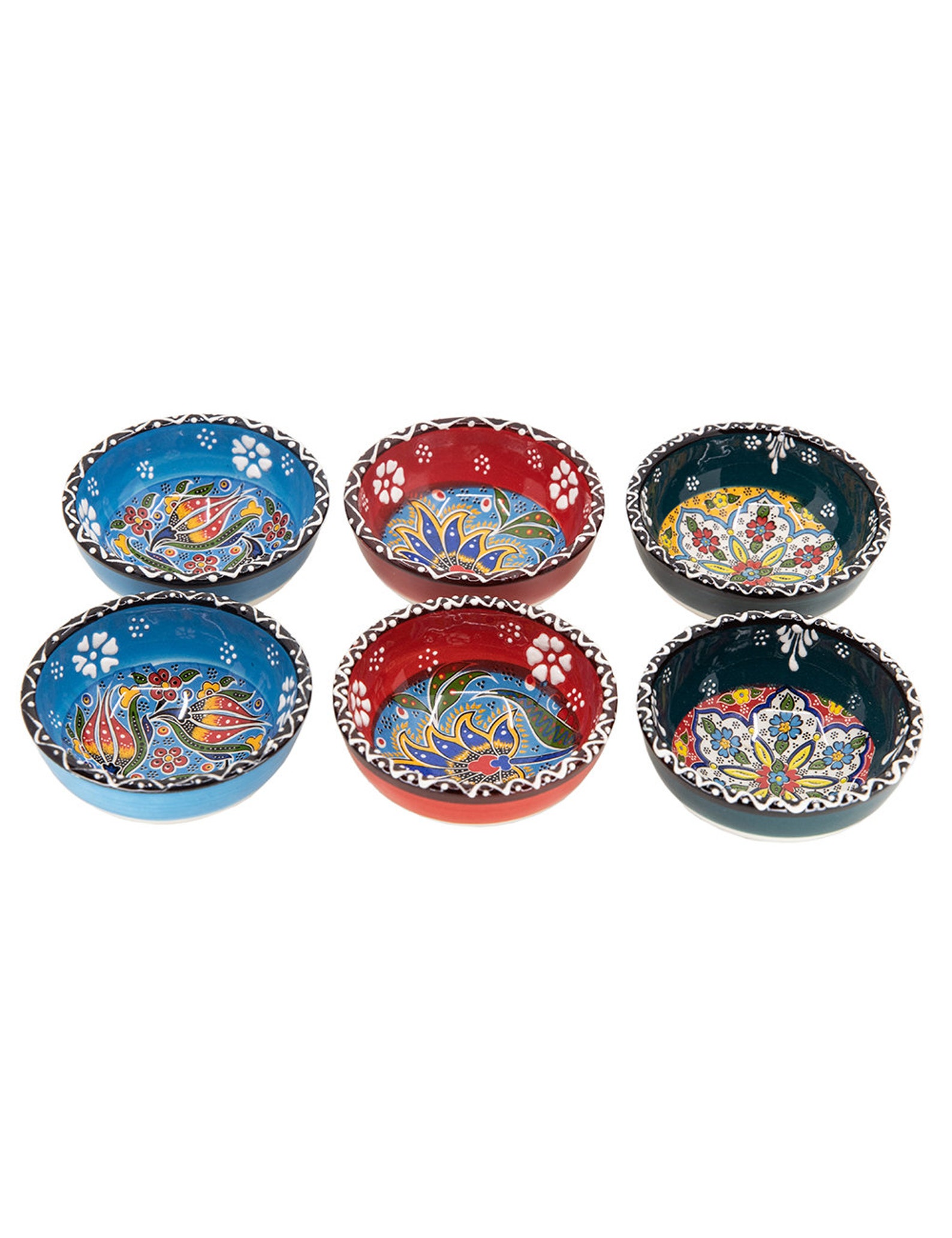 Ceramic Bowls Set of 6, Handmade Turkish Ceramic Bowl, Floral Patterned ...