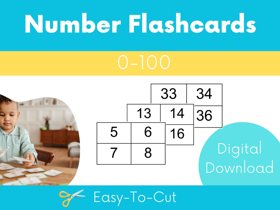 Number Flash Cards 0-100 Digital Download Set of 101 - Etsy