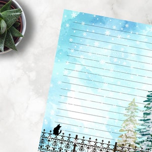 Printable Christmas Stationary - Cat in Winter Scene | Digital Download ...