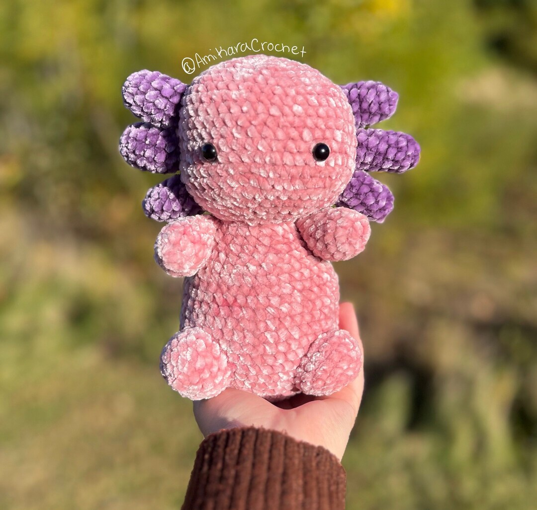 Crochet Small Axolotl / Amigurumi / Plushie / Velvet Yarn / Stuffed ...