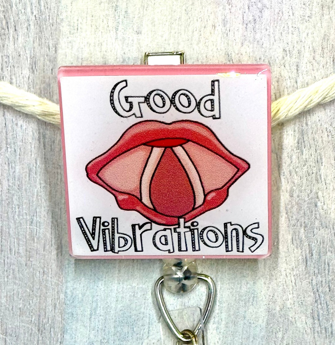 Good Vibrations Vocal Cords SLP Gift ENT Doctor Gift Resin Badge Reel Speech Therapy Nurse Vocal ...