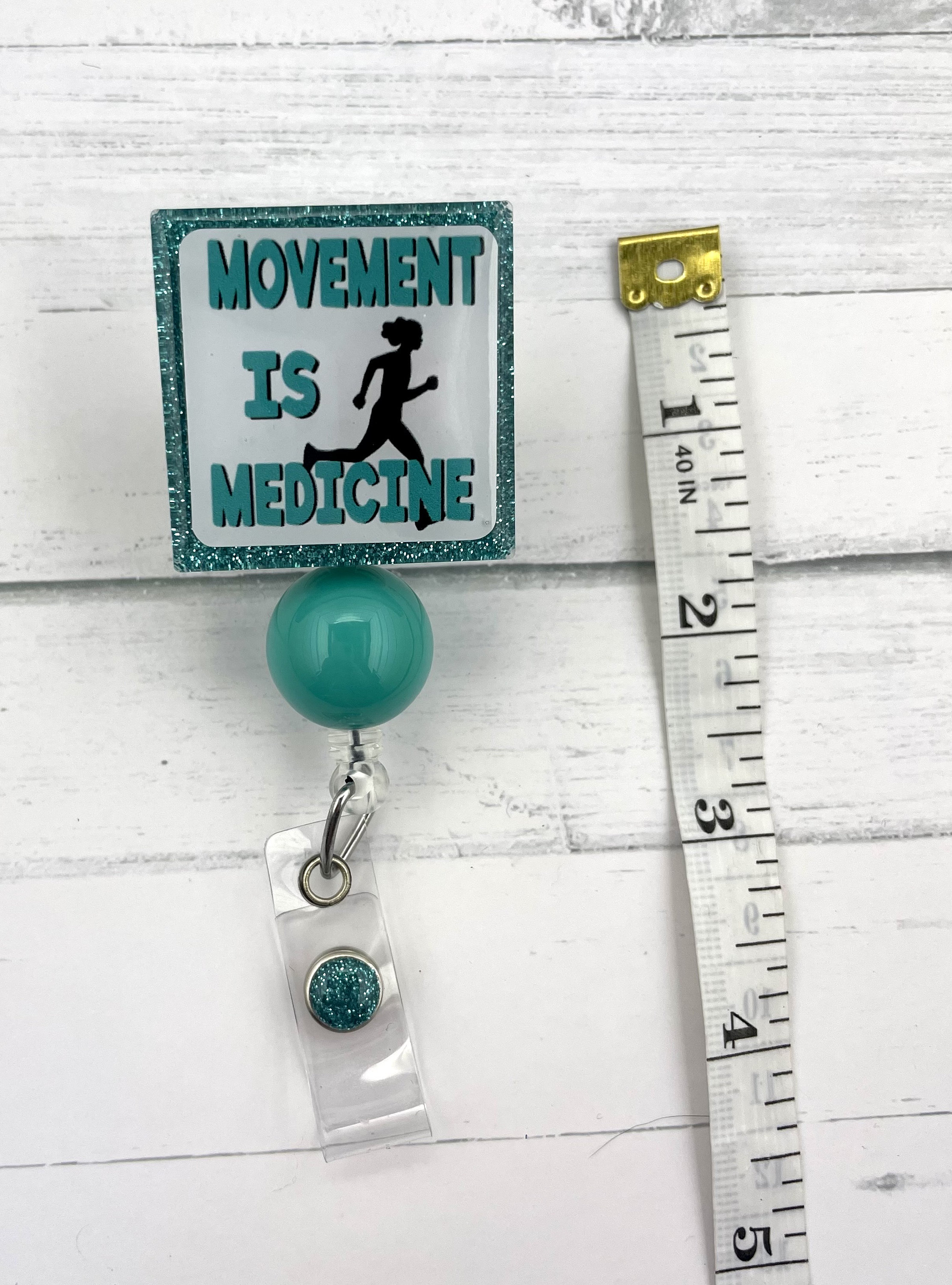 Physical Therapy PT Badge Reel Running Pin Exercise Glitter ID Holder ...