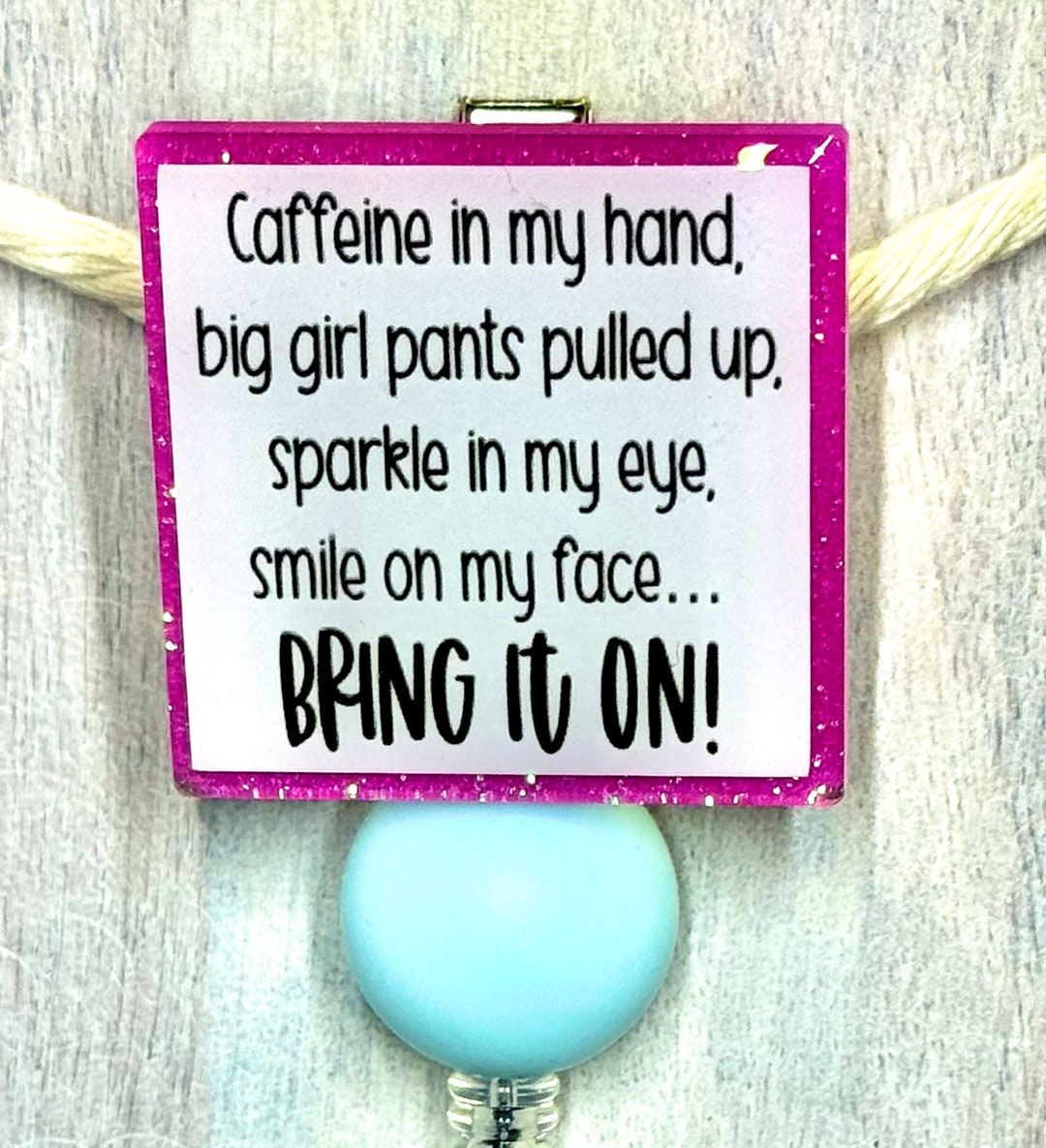 Funny Pink Glitter ID Badge Holder Hospital Therapist Speech ...