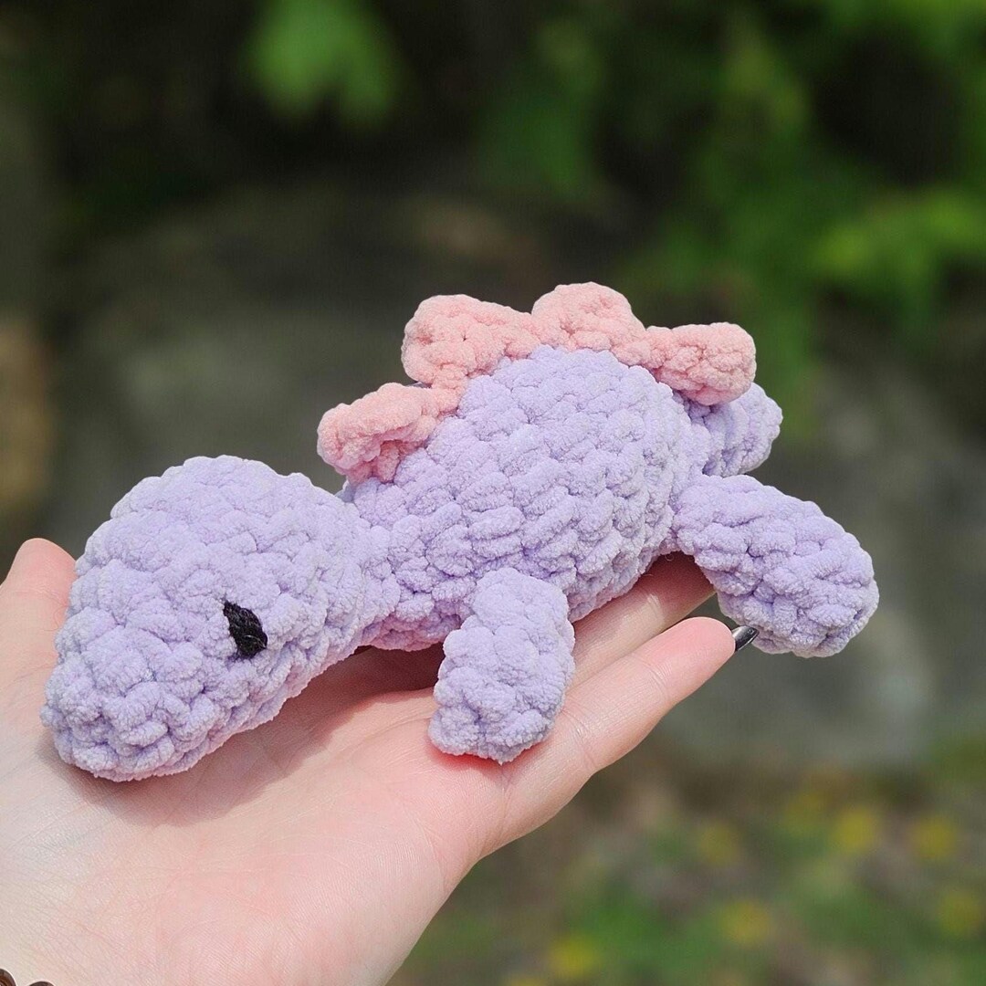 Fuzzy Dino Plushie: Handmade Purple & Pink Dinosaur Desk Decor - Etsy
