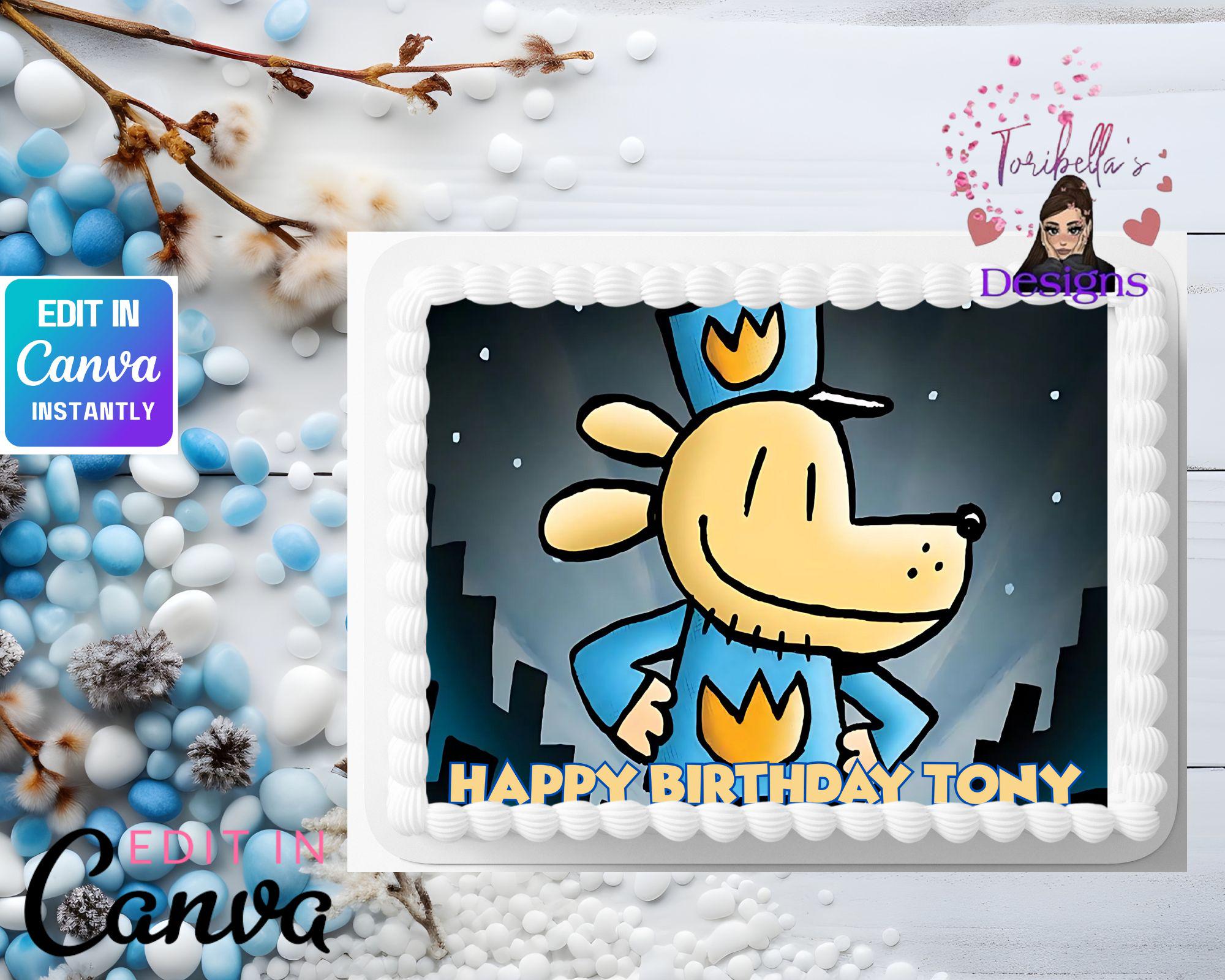 Canva Editable Police Man Dog Image Birthday Party Cartoon Cake Topper ...