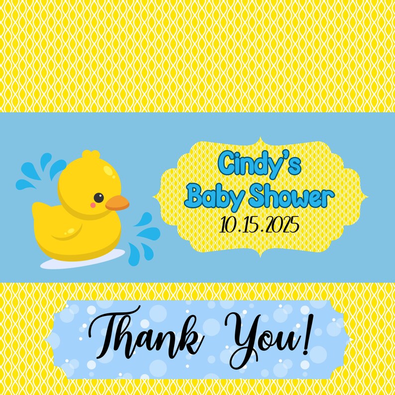 Editable Candy Bar Party Favor Labels Rubber Duckie Duck Ducky Baby ...