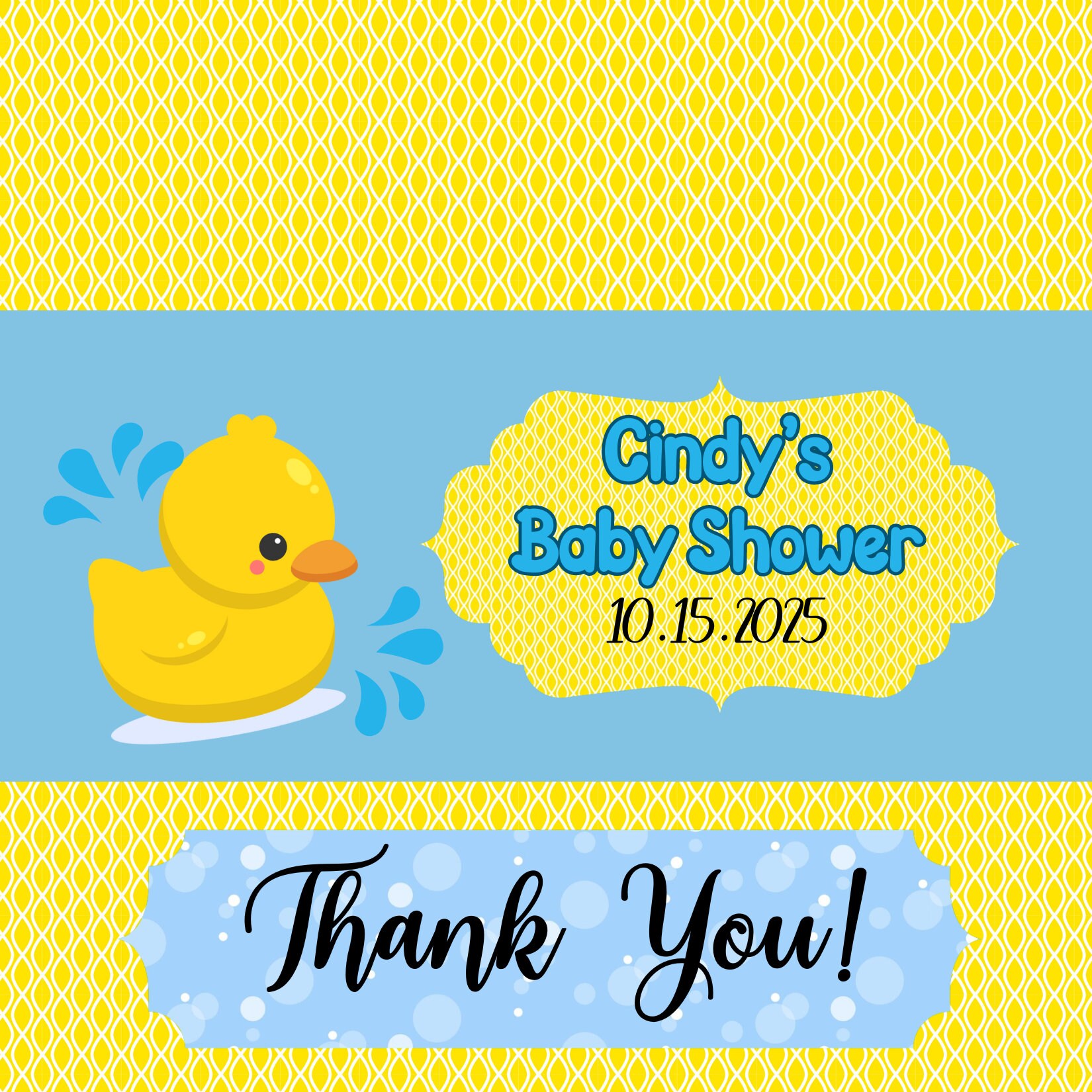 Editable Candy Bar Party Favor Labels Rubber Duckie Duck Ducky Baby ...