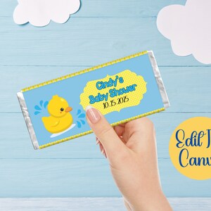Editable Candy Bar Party Favor Labels Rubber Duckie Duck Ducky Baby ...