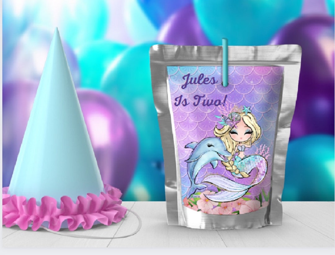 EDITABLE Mythical Mermaid Pastel Printable Girl Birthday Party Juice ...