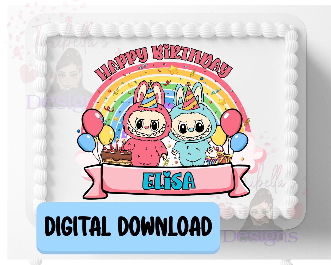 Editable Cute Fuzzy Monsters Birthday Party Baby Shower Cake Topper We ...