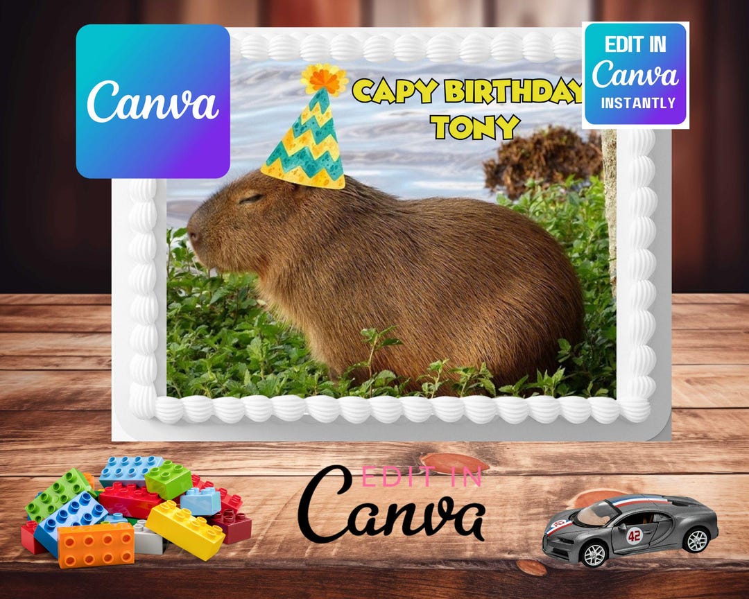 Canva Editable Birthday Capybara Capy Birthday! Easy to Edit in Canva ...