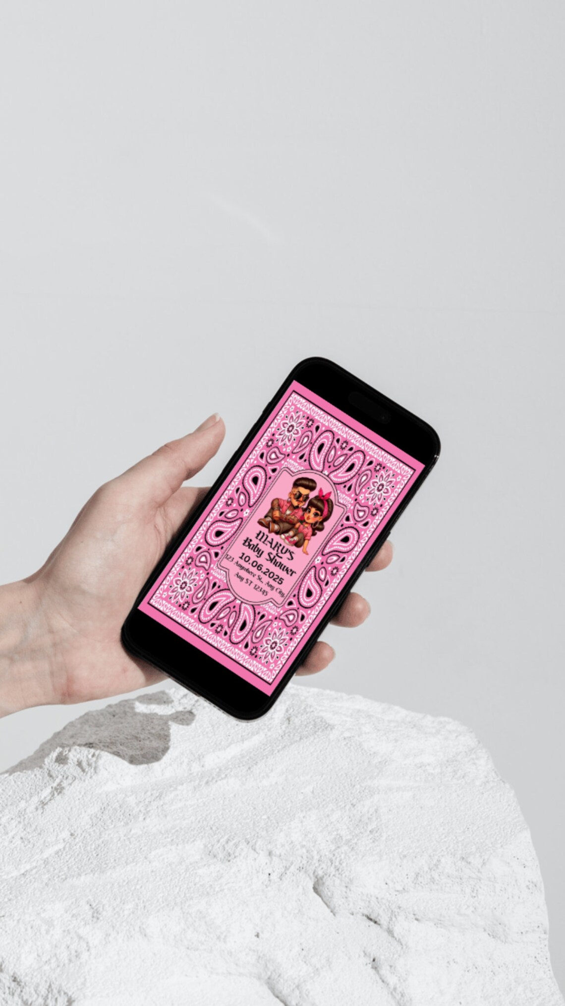 Editable Pink Bandana Homies Digital Birthday Invitation Digital ...