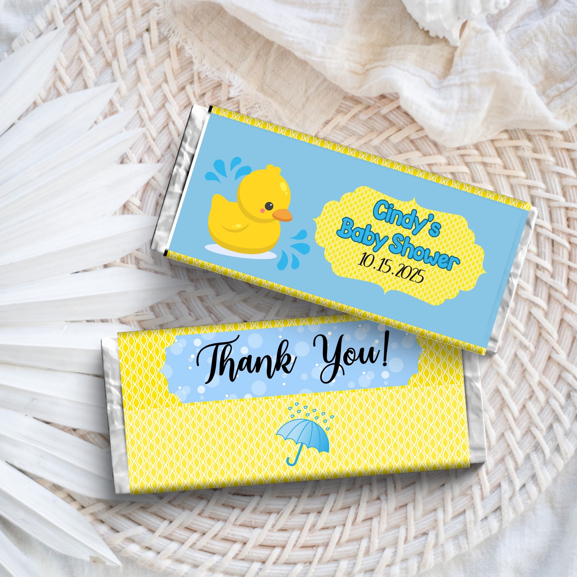 Editable Candy Bar Party Favor Labels Rubber Duckie Duck Ducky Baby ...