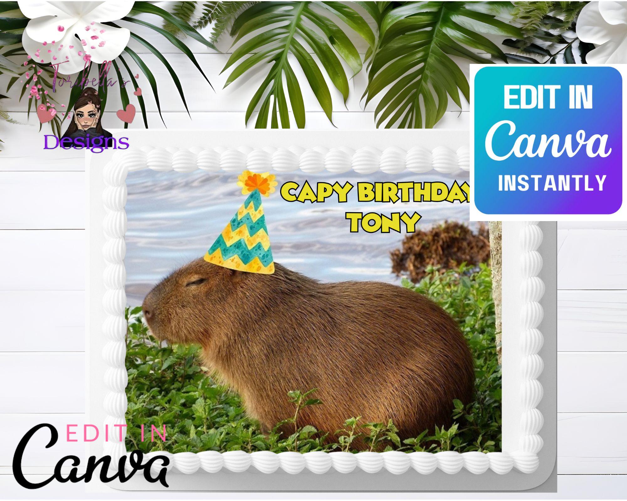 Canva Editable Birthday Capybara Capy Birthday! Easy to Edit in Canva ...