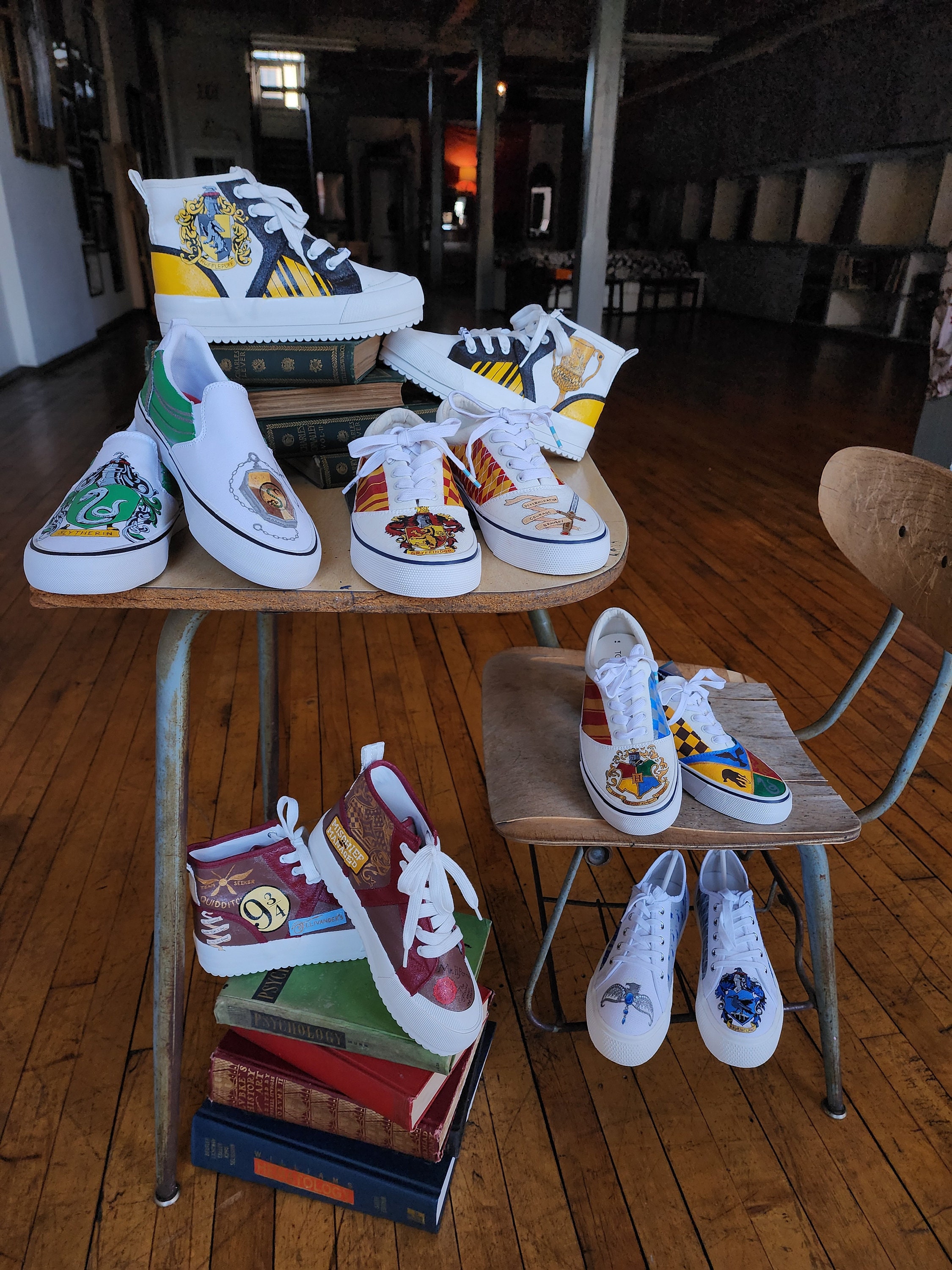 Hand Painted Harry Potter Inspired Shoe Bright Hogwarts Pride Design - Etsy