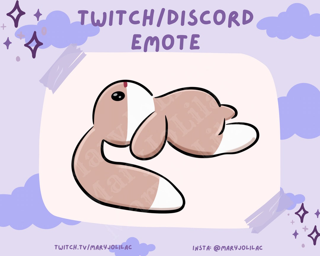 Cute Kawaii Chibi Bunny Laying Down Emote~ Twitch Discord Youtube~ Pink ...