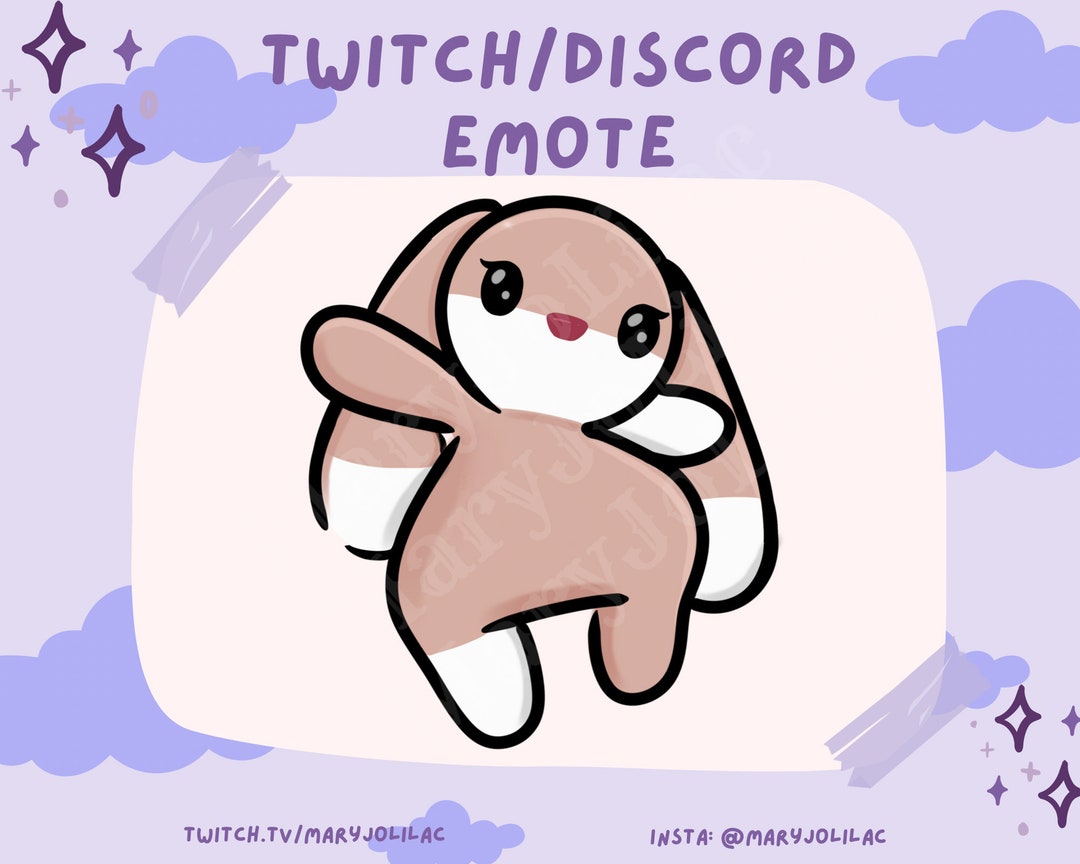 Cute Kawaii Chibi Waving Bunny Emote~ Twitch Discord Youtube~ Pink and ...