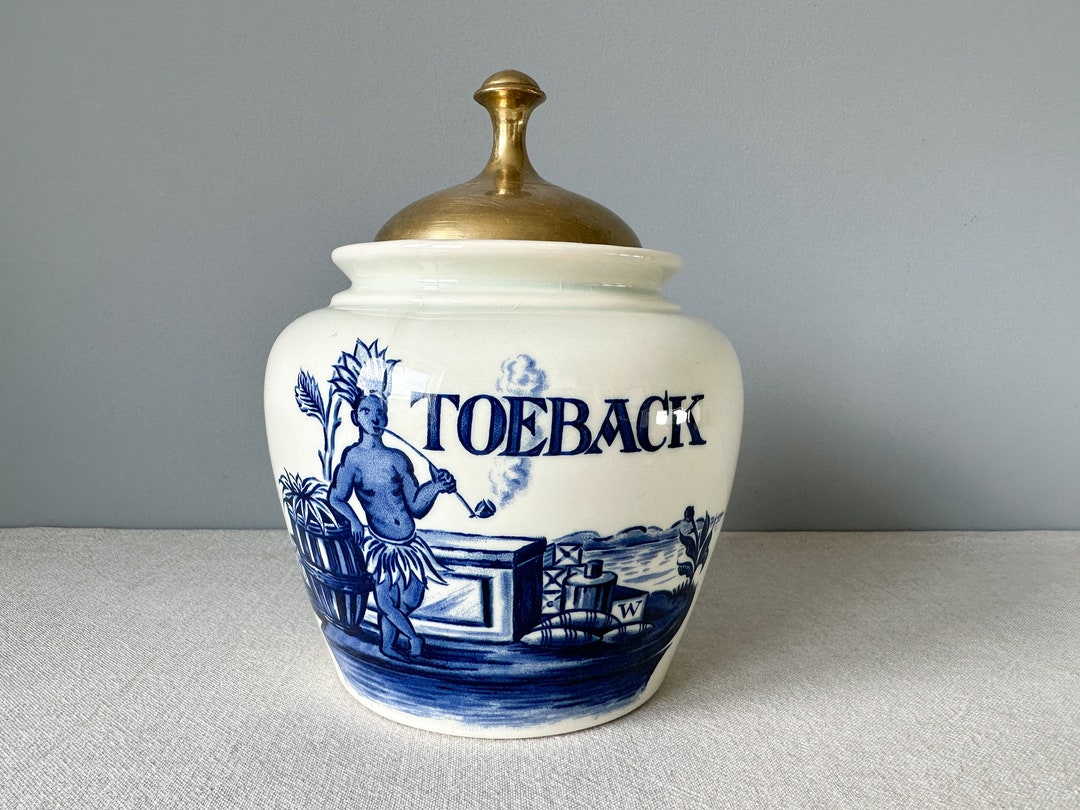 Vintage Delft Blue Tobacco Pot, Delft Tobacco Jar, Dutch Pottery, Blue ...
