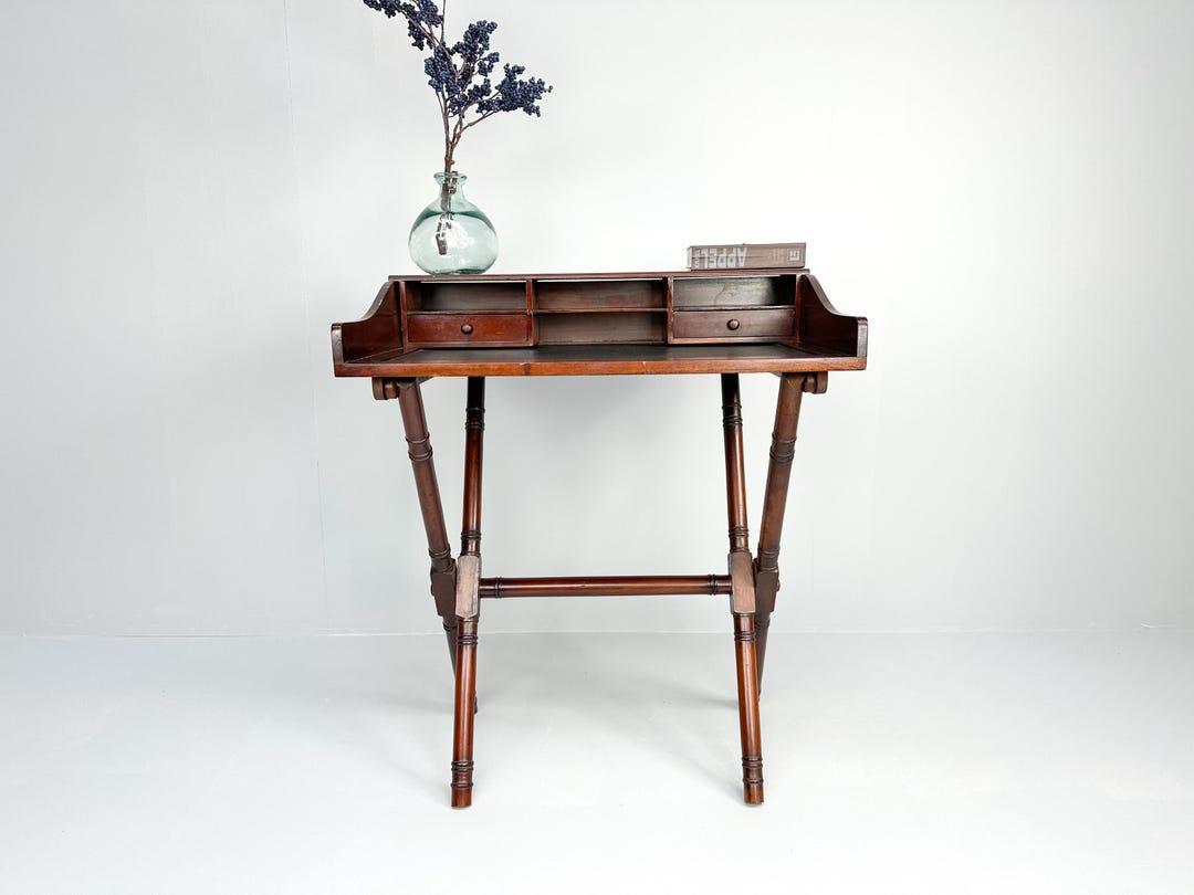 Vintage Wooden Folding Desk With Leather Top - Etsy