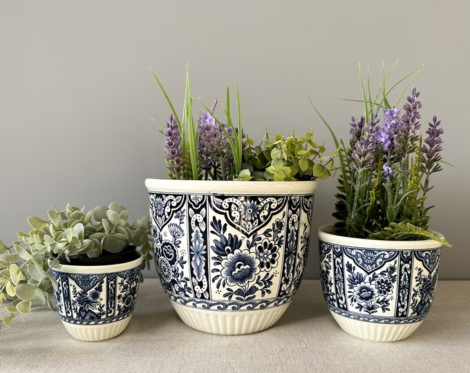 Vintage DELFT Blue Boch Planter Pot, Flower Pot, Indoor Planter ...