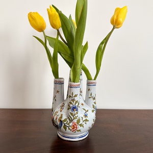 Vintage Rare Polychrome Tulip Vase, Antique Vase, French Faience ...