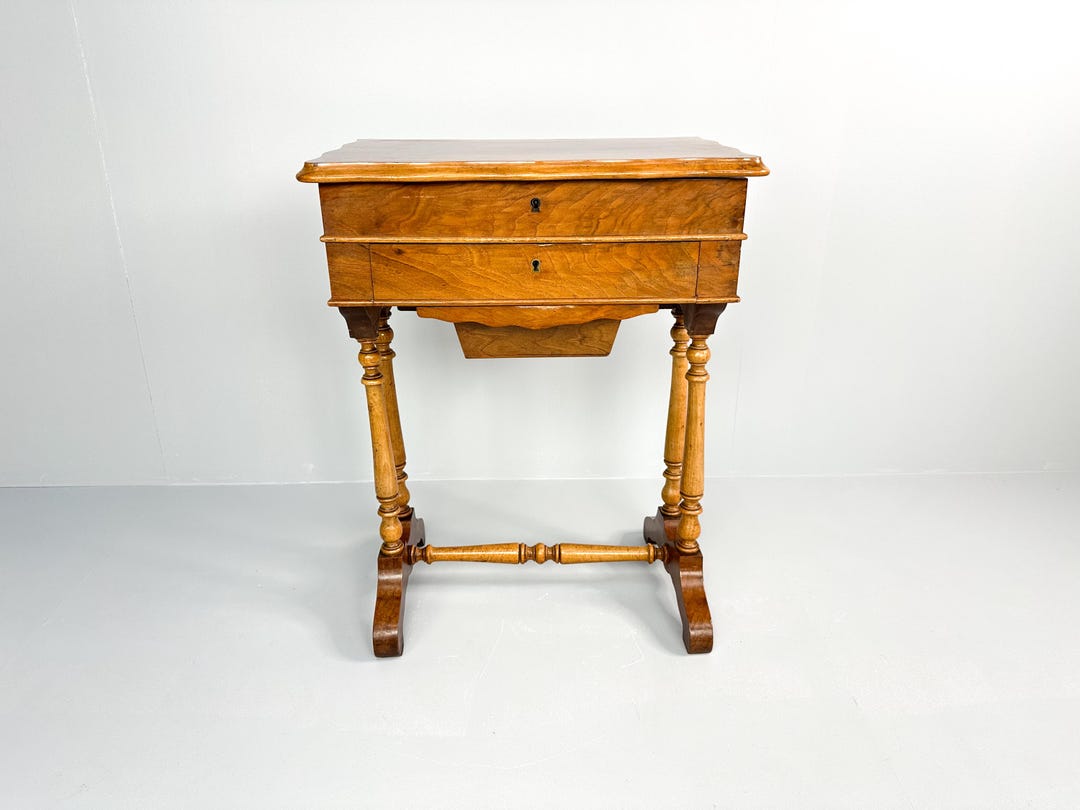 Antique 19th-century Sewing Table With Walnut and Maple Veneer - Etsy