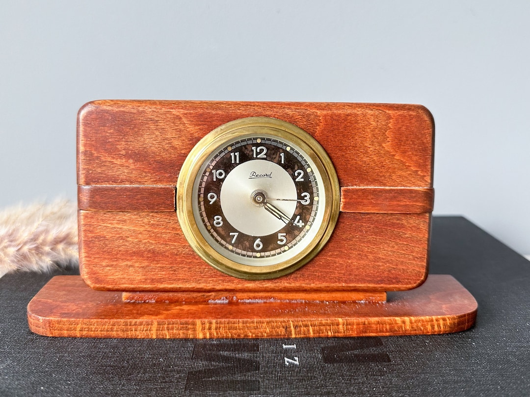 Vintage Wooden Desk Alarm Clock Record, Retro Mid-century Decor ...