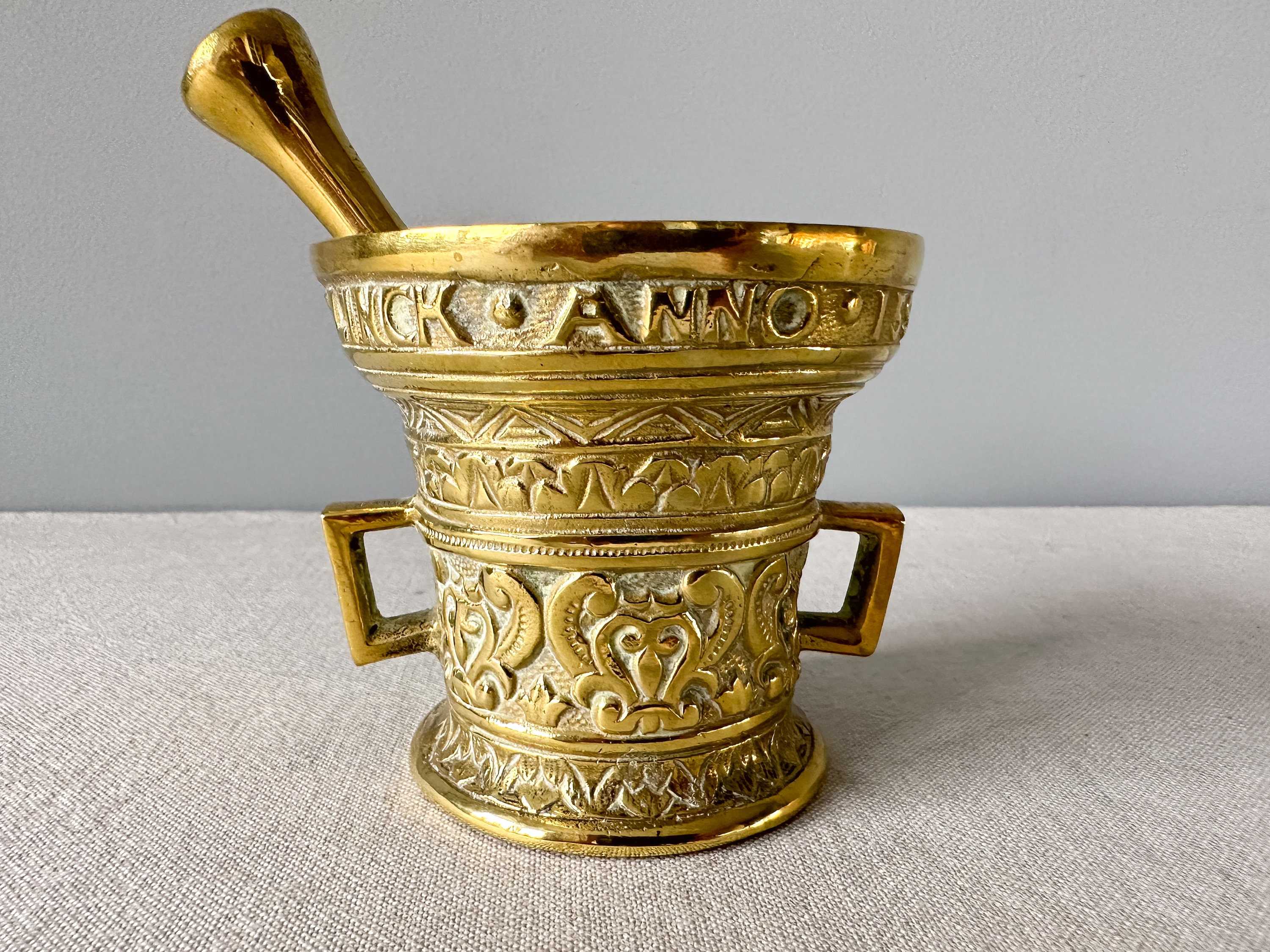 Antique Small Solid Brass Mortar and Pestle Vintage Kitchen - Etsy