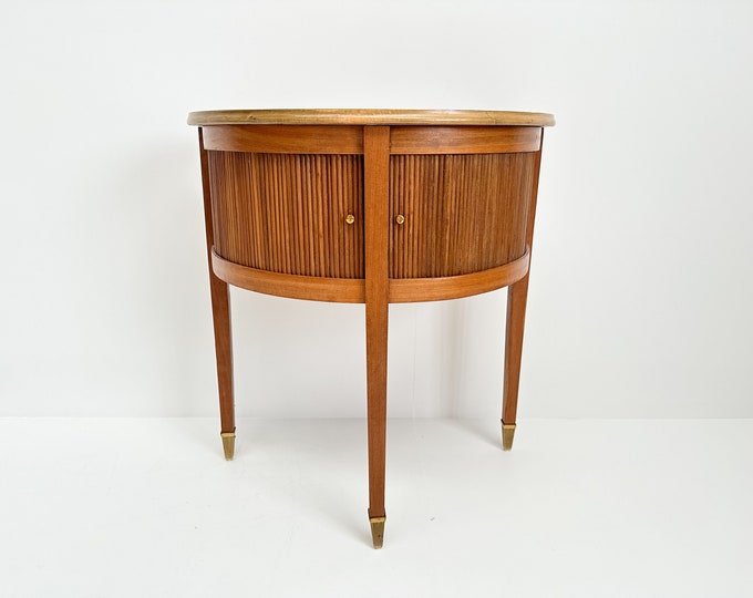 Vintage Half Moon Table With Roller Shutter, Roller Doors Table, Side ...