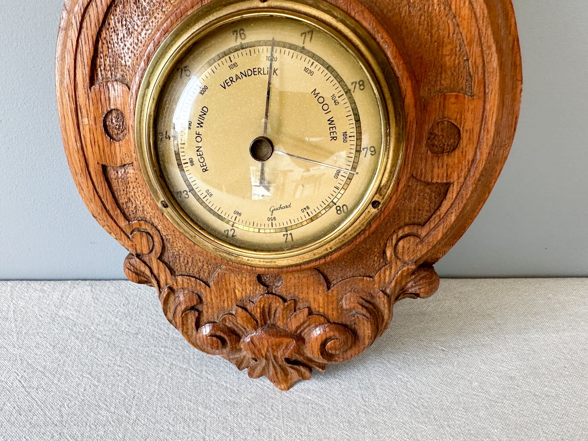 Vintage Wooden Barometer With Thermometer Vintage Weather - Etsy