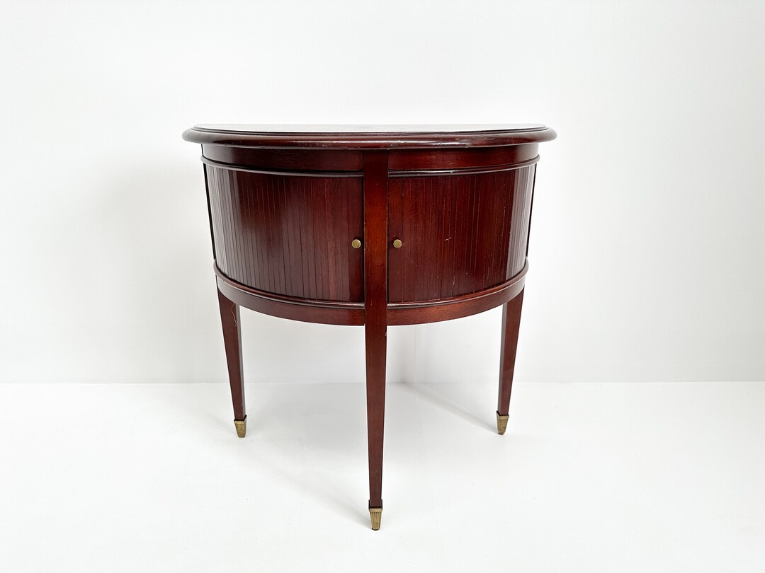 Vintage Half Moon Table With Roller Shutter, Roller Doors Table, Side ...