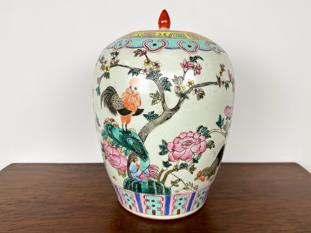 Vintage Chinese Famille Rose Lidded Jar, Famille Rose Ginger Jar ...
