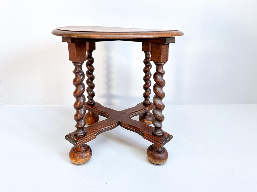 Vintage Barley Twist Oak Side Table | Farmhouse Decor - Etsy
