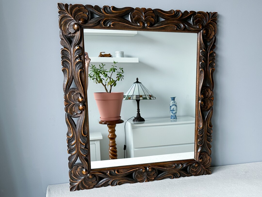 Vintage Large Carved Wood Framed Mirror Vintage Framed - Etsy