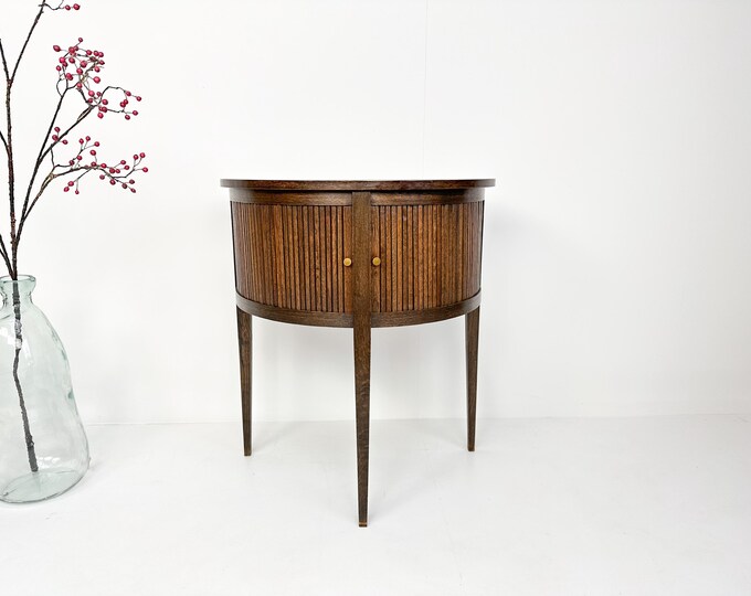 Vintage Half Moon Table With Roller Shutter, Roller Doors Table, Side ...