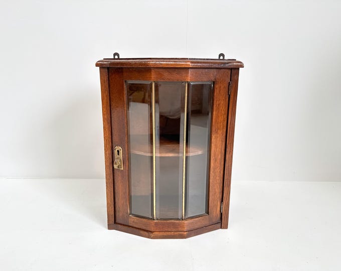 Vintage Dutch Wall Hanging Display Cabinet With Beveled Glass, Wall ...