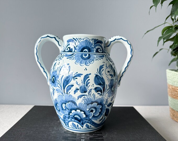 Vintage Hand-painted Delft Blue Jug Vase 8.2 Height - Etsy